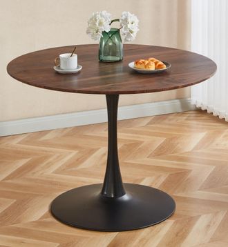 Generic Runder Tulpen-Esstisch - 23,6 Mid-Century Modern Tisch for Kleine R&auml;ume, Naturholz-Finish(Walnut,42.1)