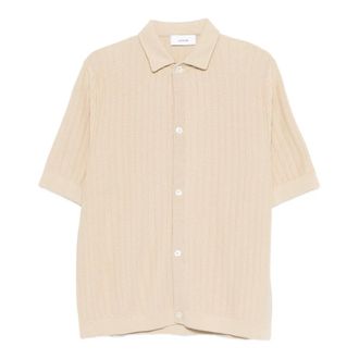 Lardini Kurz&auml;rmeliges Baumwollhemd - - Knitwear - Herren - Beige - M