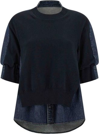 sacai Rundhalspullover - Blau