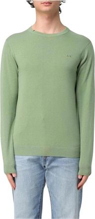 Sun 68 Homme, Pulls, Vert, Taille: XL Crew Neck Long Sleeve Knit Top
