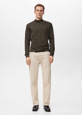 Mango Lang&auml;rmliges T-Shirt mit halbhohem Kragen schokolade - Herren - XXL - MANGO MAN