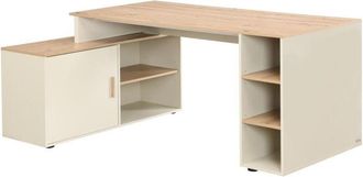 Vente-Unique Bureau dangle avec rangements - MDF - Beige et naturel - ROMIARA