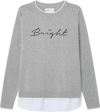 Springfield Damen 1338684 Kombinierter Pullover aus Baumwolle Bright, dunkelgrau, S