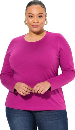 Ulla Popken Damen Shirt, Slim, Rundhalsausschnitt, Langarm, Beere, 54-56 EU