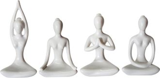 BESPORTBLE 4 St&uuml;ck Teiliges Abstraktes Yoga figurenset aus Keramik und Resin Filigrane Dekorative Skulpturen f&uuml;r Modernen Wohn B&uuml;ro dekor Leichte Stilvolle Tisch