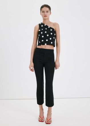 Mango Top asym&eacute;trique &agrave; pois noir - Femme - XS - MANGO