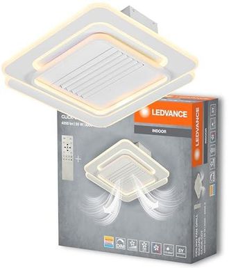 Ledvance Plafonnier/ventilateur carr&eacute; ; 55W ; CCT ; IP20 pour lint&eacute;rieur ; blanc ; dimmable