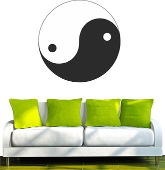 Indigos UG Wandtattoo Wohnzimmer - Wandaufkleber Jing & Jang schwarz - wei&szlig; 80x80 cm w003 - Aufkleber Kinderzimmer Schlafzimmer K&uuml;che Badezimmer B&uuml;ro Dekoration