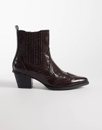 Asos Western-Chelsea-Boots in Braun mit Absatz im Kuba-Stil