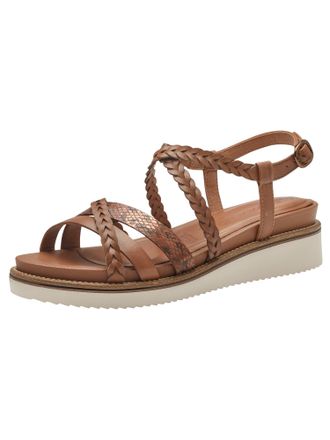 Tamaris Damen Plateau Sandalen Leder Sommer; COGNAC/braun; 40 EU