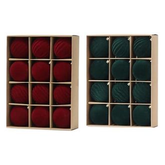 Generic Lot de 24 boules de No&euml;l en velours floqu&eacute; &agrave; suspendre pour sapin de No&euml;l - D&eacute;corations en plastique incassable pour famille, vacances, f&ecirc;te de mariag