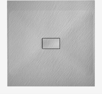 Sklum Soho quadratische, rutschfeste, extraflache Duschwanne aus SMC-Harz Helles Grau 100 x 100 cm