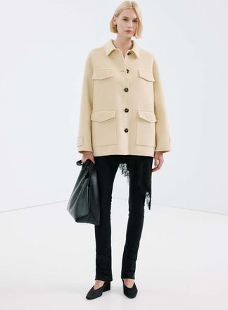 Mango Veste laine &agrave; poches vanille - Femme - XXL - MANGO