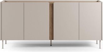 DRAWER Buffet 4 portes en bois et m&eacute;tal L180cm - Beige - BOXY