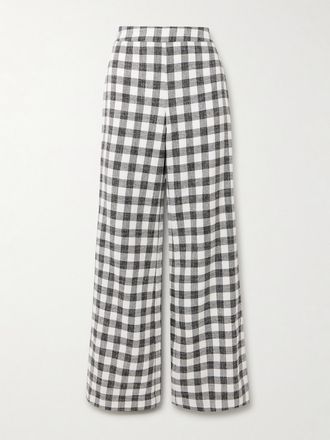 Cara Cara Mayflower Hose Mit Weitem Bein Aus Einer Baumwollmischung Mit Gingham-karo - Schwarz
