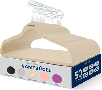 SereneLife Kleiderbügel Platzsparend 50 Stück, Samt Bügel rutschfest mit Einkerbungen im Schulterbereich für Kinder & Erwachsene, Hangers Clothes, Aufhänger für 