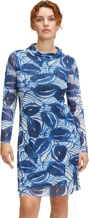 Cartoon Damen Casual-Kleid mit Stehkragen Blau/Weiß,38