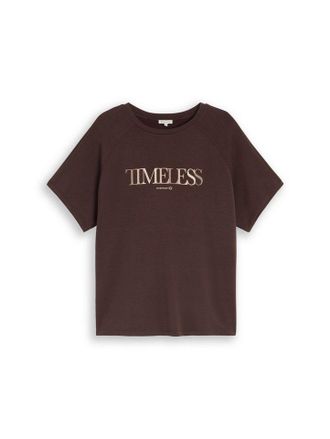 Tom Tailor T-Shirt T-Shirt (im Einserpack) Plus Size - Scuba T-Shirt mit Schriftzug