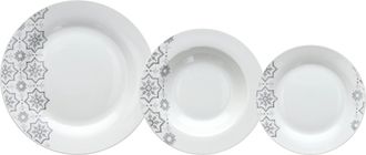 Tognana Brina Tafelservice für 6 Personen, 18-teilig, Porzellan, Weiß und Silber