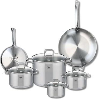 Fackelmann ELO 9507550 Batterie de cuisine 6 pi&egrave;ces, Ensemble de 2 Po&ecirc;les de cuisson 24 et 32 cm et 4 faitouts 14, 16, 20 et 26 cm Elo Profi Citrin, inox, induct