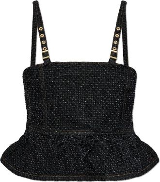 Ganni Femme, Tops, Noir, Taille: 40 FR Fluffy Denim Strap Top