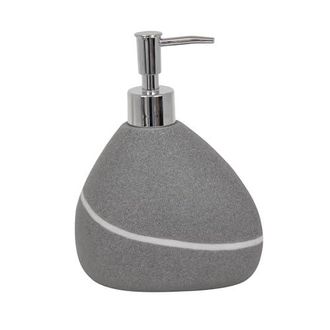 MSV Seifenspender Flüssigseife Zen aus Polyresin in Stein-Optik Grau
