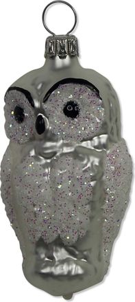 Lauschaer Glas Christbaumschmuck Eule weiß matt Christbaumschmuck mundgeblasen,handdekoriert