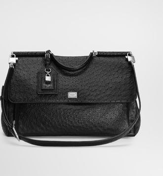 Dolce & Gabbana Handtasche My Sicily Aus Strau&szlig;enleder - Mann Shopper Schwarz Onesize