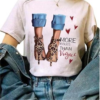 Keephen Femmes Talons Hauts Impression 3D T-Shirt Manches Courtes Pullover Tops Tee Mignon Graphique T-Shirts