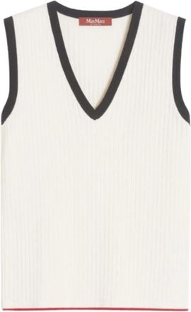 Max Mara Femme, Pulls, Blanc, Taille: 42 FR V-neck Tricots
