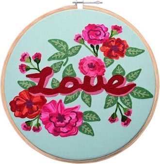 Gift Company Broderie, Stickbild, L, Motiv: Love, hellt&uuml;rkis