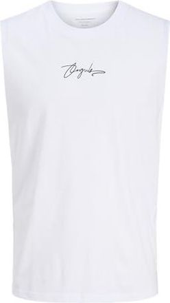 Jack & Jones Jack & Jones T-Shirt Jorscript SL Crew Neck SMU pour Homme, Blanc &eacute;clatant., M