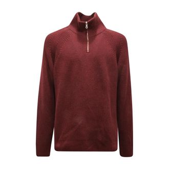 Brooksfield Bordeaux Wollmischung Half Zip Pullover - - Knitwear - Herren - Rot - 2XL