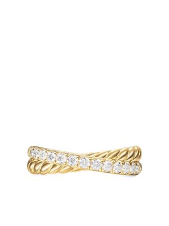 David Yurman bague Crossover Two Row en or 18ct pav&eacute;e de diamants
