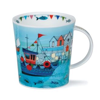 Dunoon Lomond High Tide Tasse mit Fischerboot, feines Knochenporzellan, Blumenmotiv