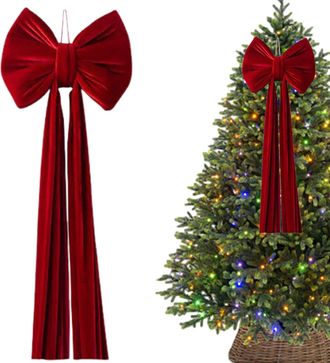 Generic Schleife f&uuml;r Weihnachtsbaumspitze von O&euml; Rande Reustilis | Gra D f&uuml;r S Weihnachten - Rlande E Interrie Ison RTE Treppe Leinwand Party Herbst