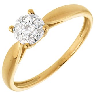 Edenly Zarter Ring in Gelbgold Diamantsph&auml;re - 7 Diamanten