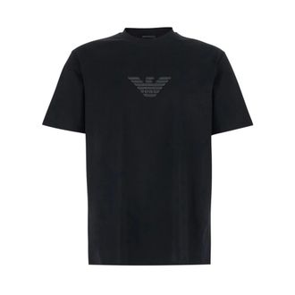 Emporio Armani Homme, Tops, Noir, Taille: 2XL T-shirt en jersey Pima avec logo imprim&eacute;