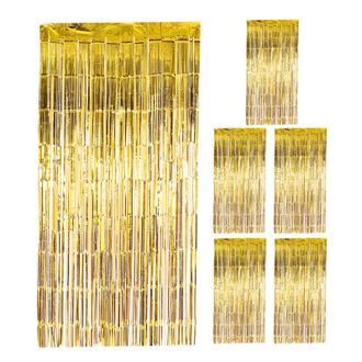 NUOBESTY 6st&uuml;cke Lametta-fransenvorhang Goldener Girlanden-Hintergrund F&uuml;r Partys Geburtstage Verlobungen Mit Folienfransen Als T&uuml;r-Dekoration F&uuml;r Feiern Und V