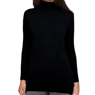 Generic Pull pour femme col haut asym&eacute;trique &eacute;paules tombantes manches longues pull tendance d&eacute;contract&eacute; pull tricot pour usage quotidien, style urbain, voyag