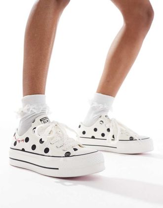 Converse Chuck Taylor All Star Ox Lift - Baskets à pois - Blanc