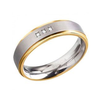Boccia Unisex-Ring Titan teilvergoldet Diamant (0.015 ct) transparent Brillantschliff Gr. 61 (19.4) - 0134-0461