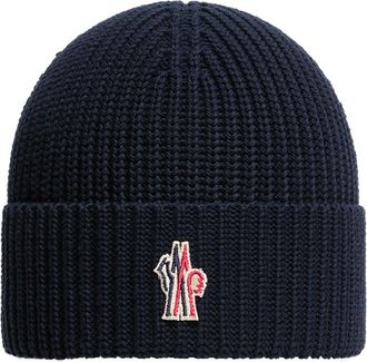 Moncler Moncler Logo Beanie, Men, Blue, Size: One Size