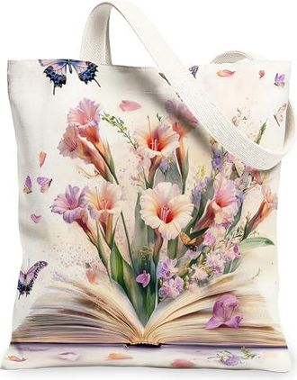 Generic Sac fourre-tout en toile de gla&iuml;eul printanier pour faire du shopping, 33 x 38,1 cm, sac d&eacute;picerie r&eacute;utilisable pour femme, peinture de voyage florale