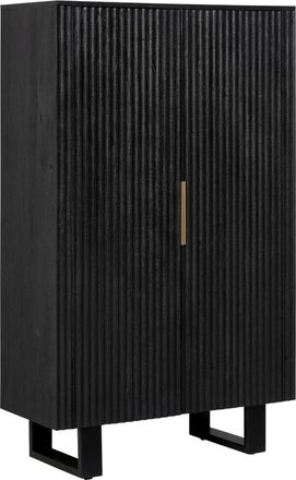 Livetastic Highboard, Schwarz, Gold, Metall, Akazie, massiv, 3 F&auml;cher, 90x150x40 cm, Holzm&ouml;bel, Kleinm&ouml;bel Holz, Holzkommoden, Highboards Holz