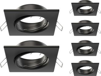 LEDs Com 6 Stück Deckeneinbaurahmen RIR, eckig, schwenkbar, schwarz matt
