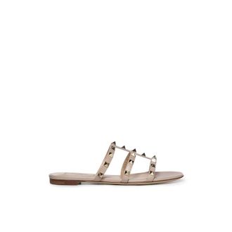 Valentino Garavani Femme, Chaussures, Beige, Taille: 40 EU Rockstud Flat Slide Sandal