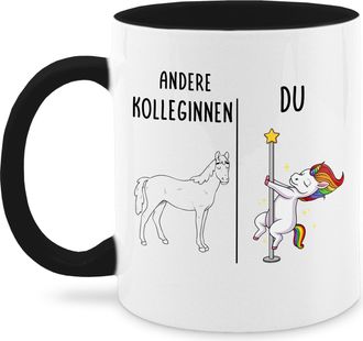 Shirtracer Tasse Tassen 325ml - Kollegen - Andere Kolleginnen Dabbing Einhorn | Arbeitskollegin Geschenk zur Rente Kollegin | Verabschiedung Kollegin Geschenk Ab