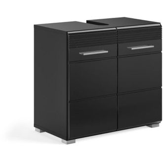 M&S Collection Linus Waschbeckenunterschrank 2 T&uuml;ren Schwarz hochglanz, schwarz