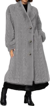 Generic 2026 Vestes pour femmes automne et hiver &eacute;paissi allong&eacute; imitation vison cardigan veste manteau int&eacute;gr&eacute;, gris, XL